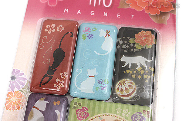 Kurochiku Japanese Pattern Magnet Neko Cat Set Of 6 Jetpens