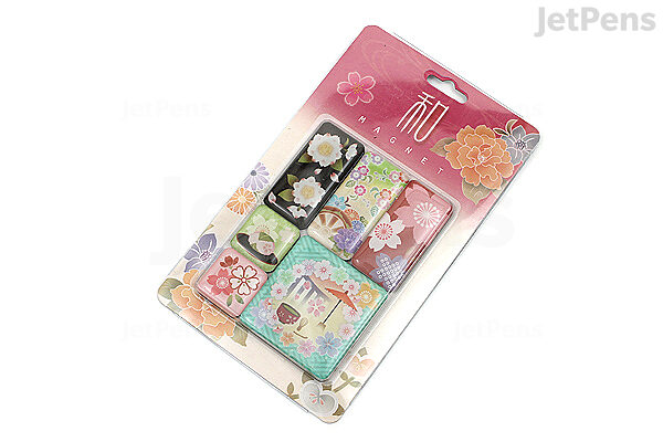 Kurochiku Japanese Pattern Magnet Sakura Cherry Blossom Set Of 6