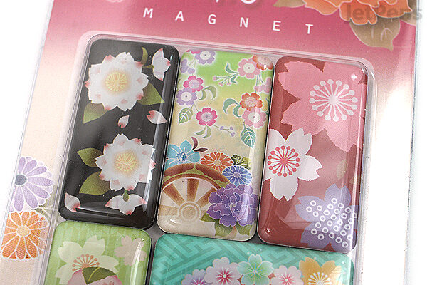Kurochiku Japanese Pattern Magnet Sakura Cherry Blossom Set Of 6