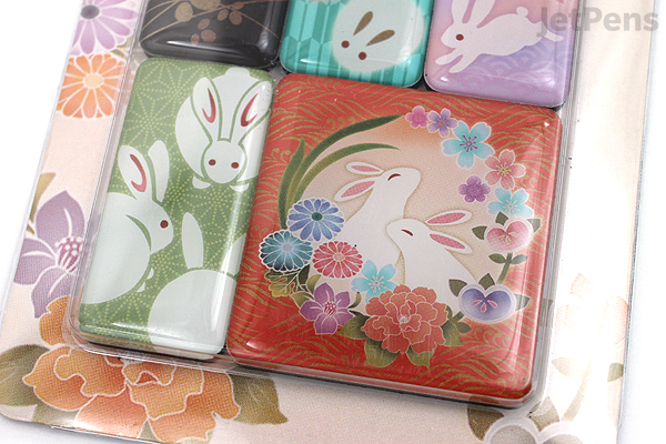 Kurochiku Japanese Pattern Magnet Usagi Rabbit Set Of 6